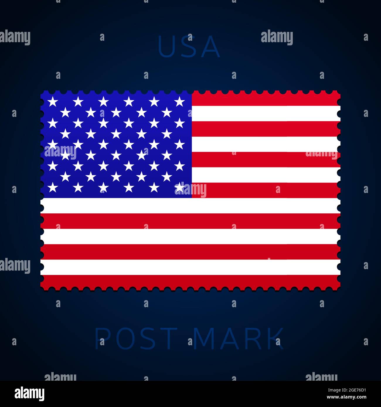 usa postage mark. National Flag Postage Stamp isolated on white ...