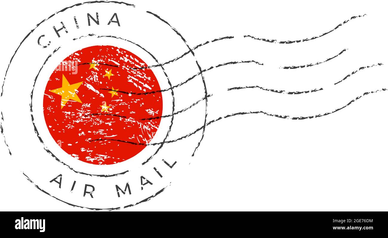 china postage mark. National Flag Postage Stamp isolated on white ...