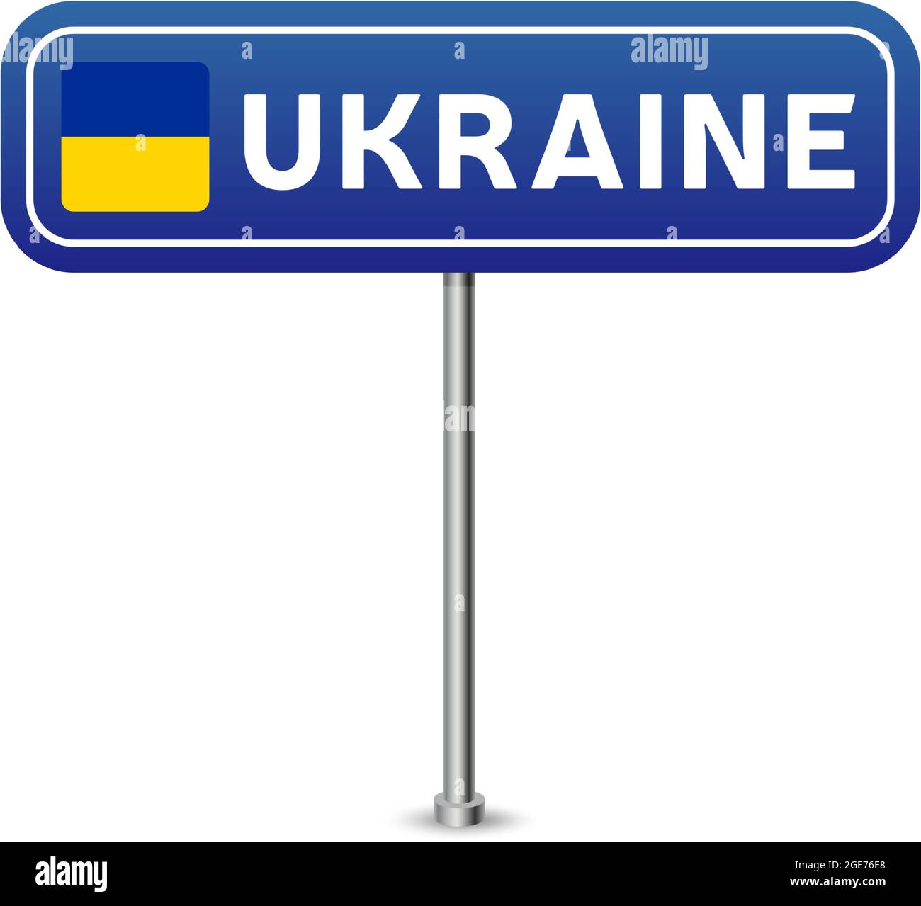 ukraine road sign. National flag with country name on blue road traffic ...