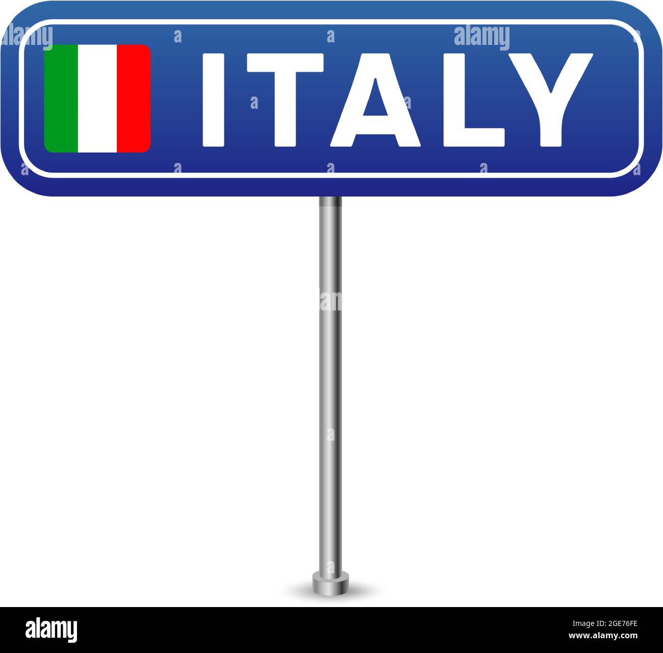 italy road sign. National flag with country name on blue road traffic ...