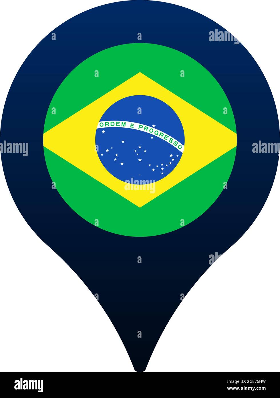 brazil flag and map pointer icon. National flag location icon vector ...