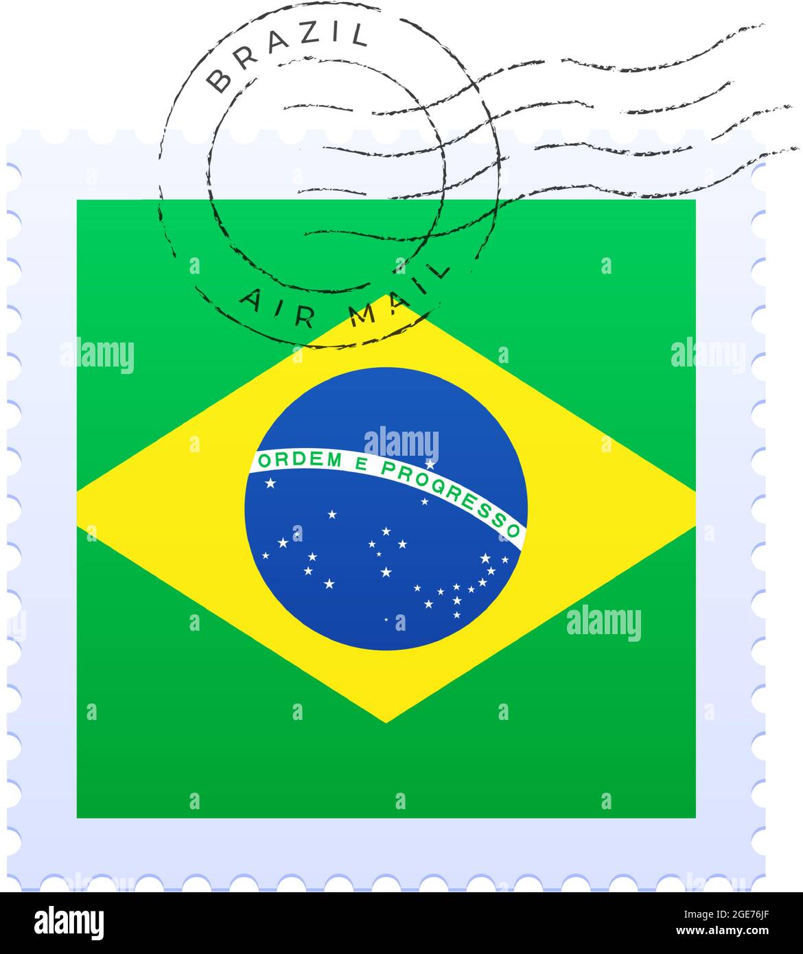 brazil postage mark. National Flag Postage Stamp isolated on white ...