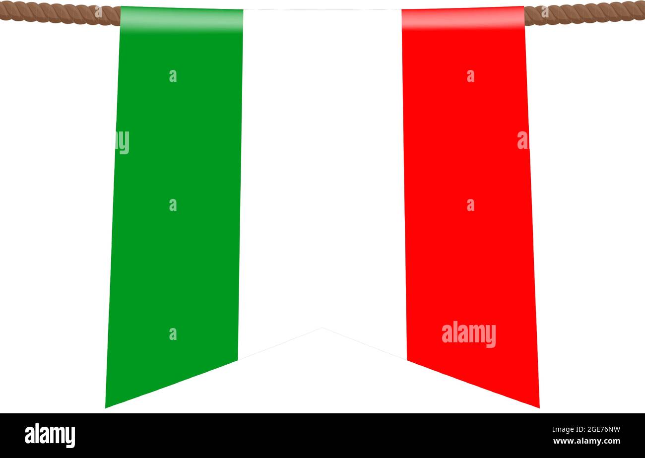 italy national flags hangs on the ropes on white background. The symbol ...