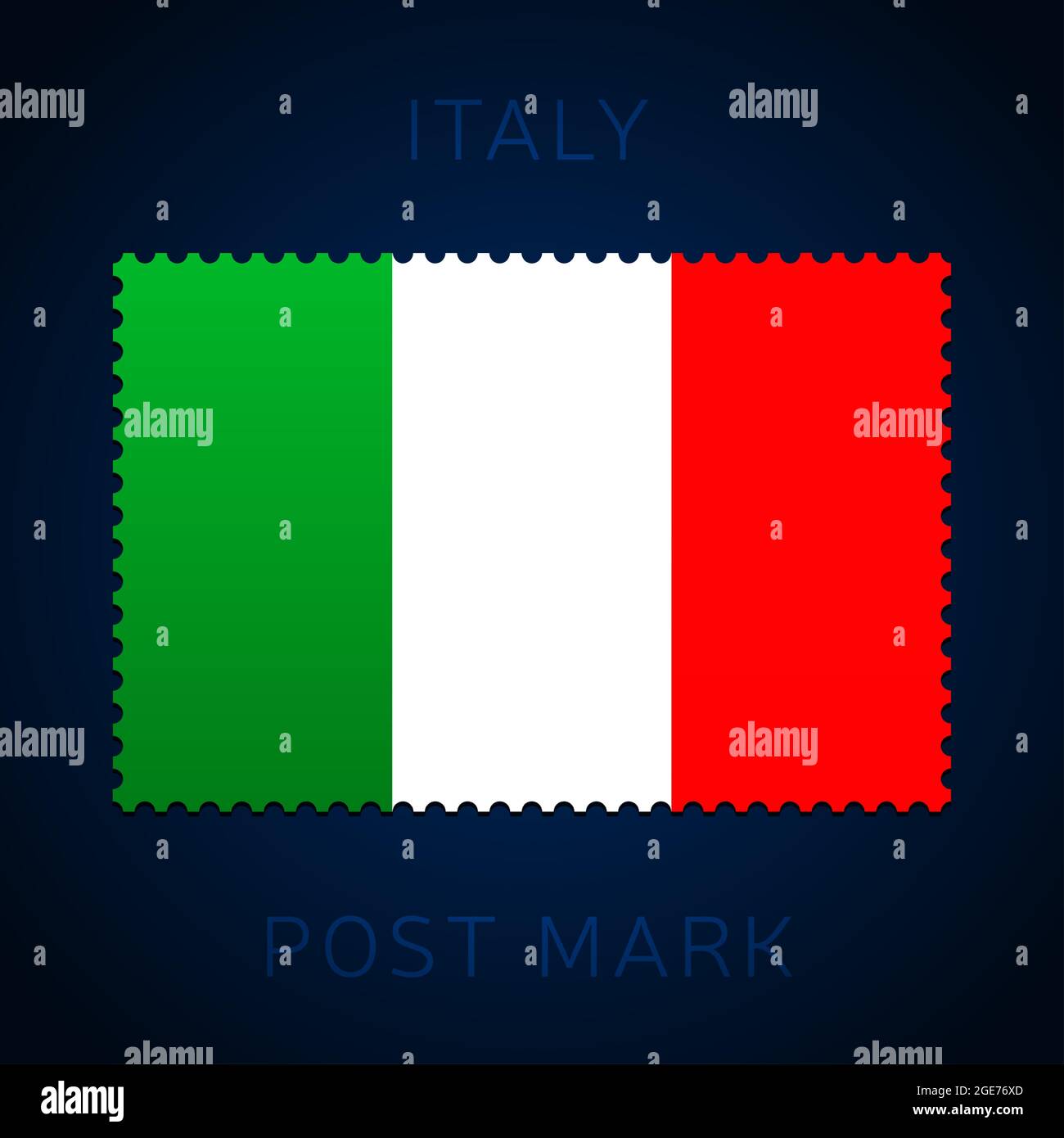 Italy postage mark. National Flag Postage Stamp isolated on white ...