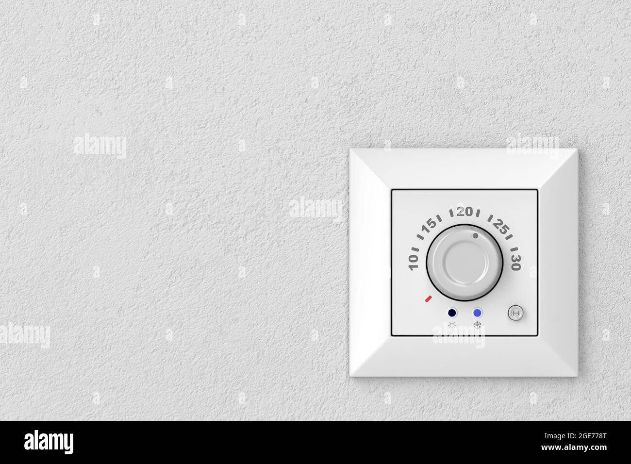 Air conditioner control panel (thermostat) on a gray wall Stock Photo ...