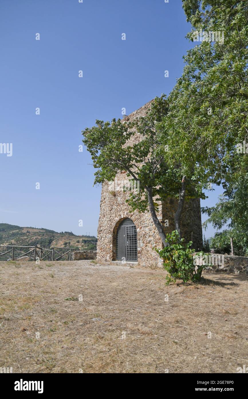 A medieval tower in the landscape of Acri, a medieval village in the ...