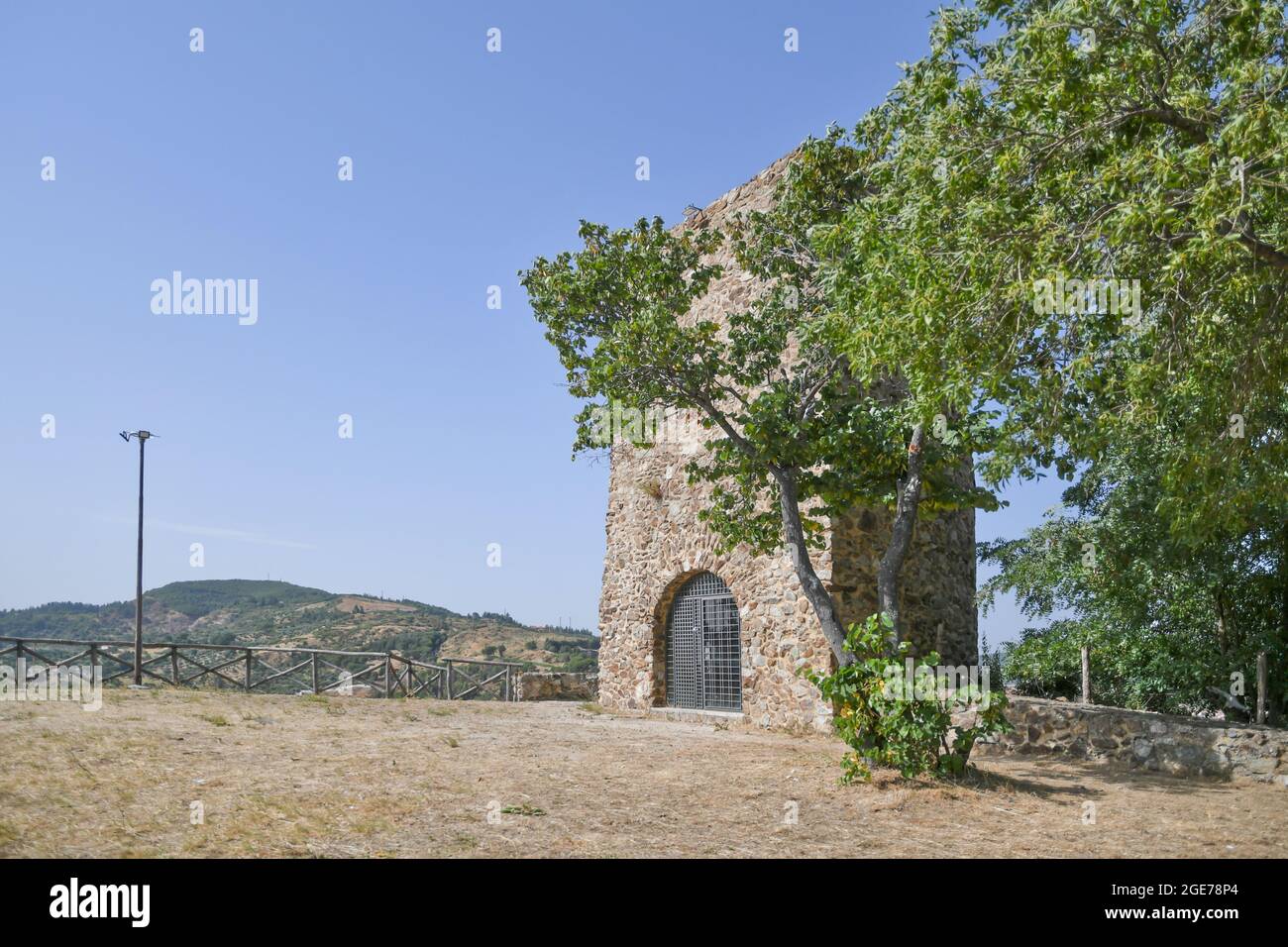 A medieval tower in the landscape of Acri, a medieval village in the ...
