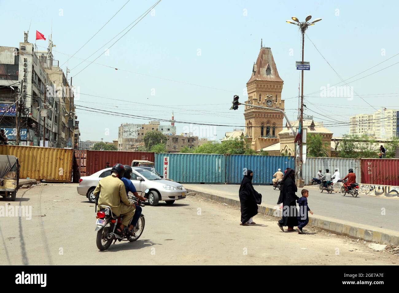 View of containers seen at Saddar area that used Shiite religious ...