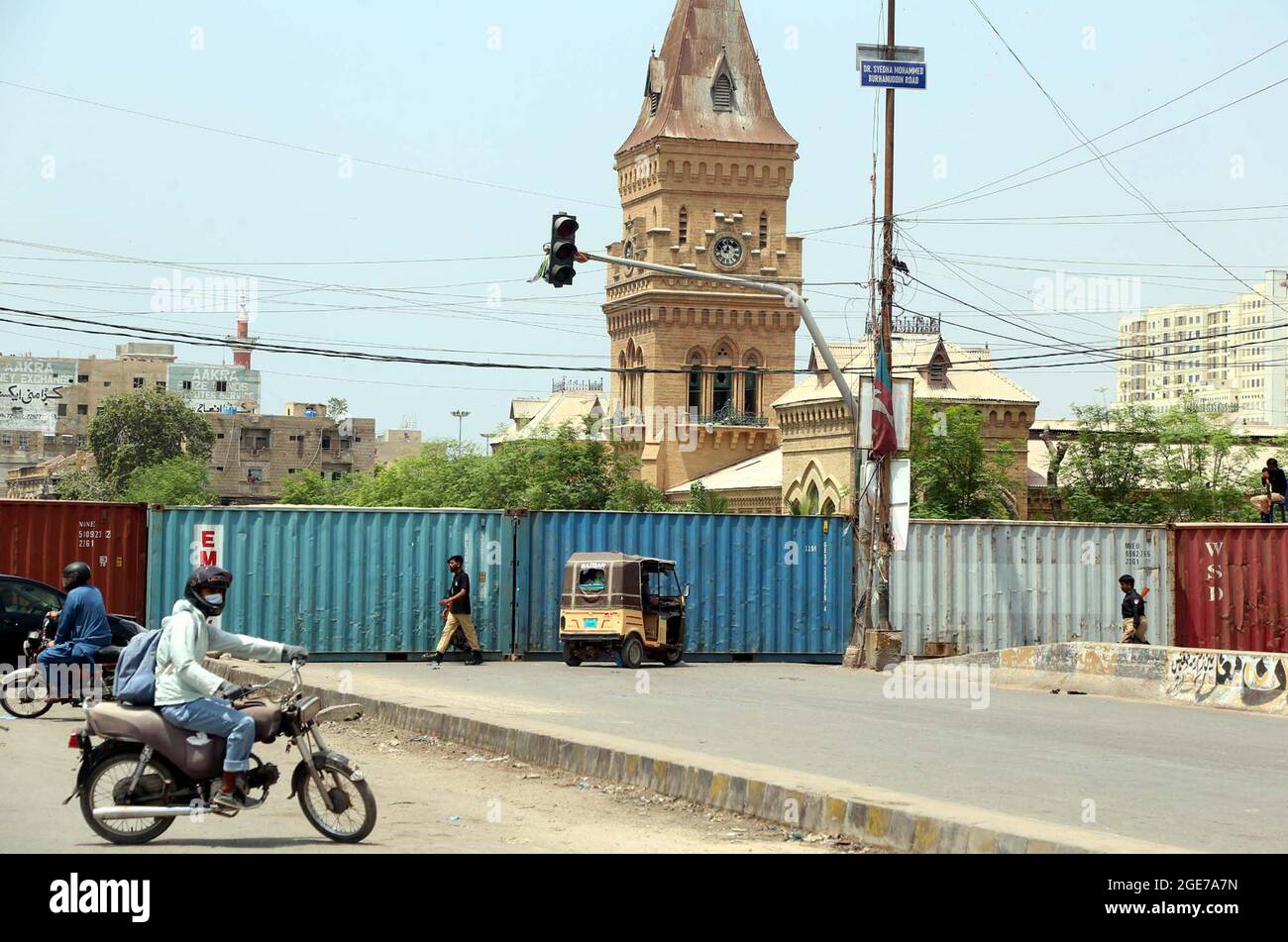 View of containers seen at Saddar area that used Shiite religious ...