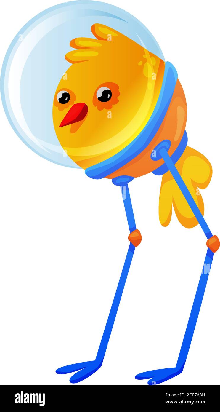 Cute colorful chicken alien in spacesuit cartoon vector illustration ...