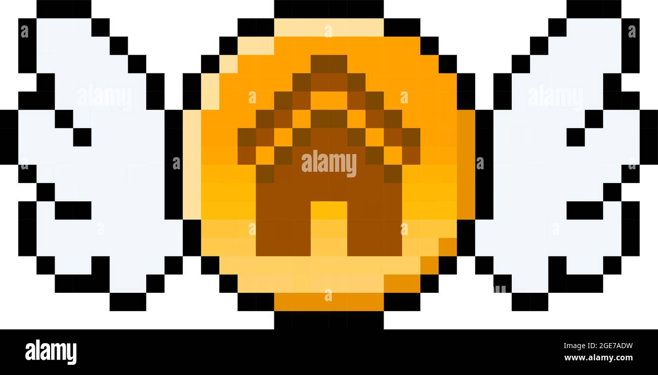 Pixel 8 bit housing coin with wings - vector, isolated Stock Vector ...