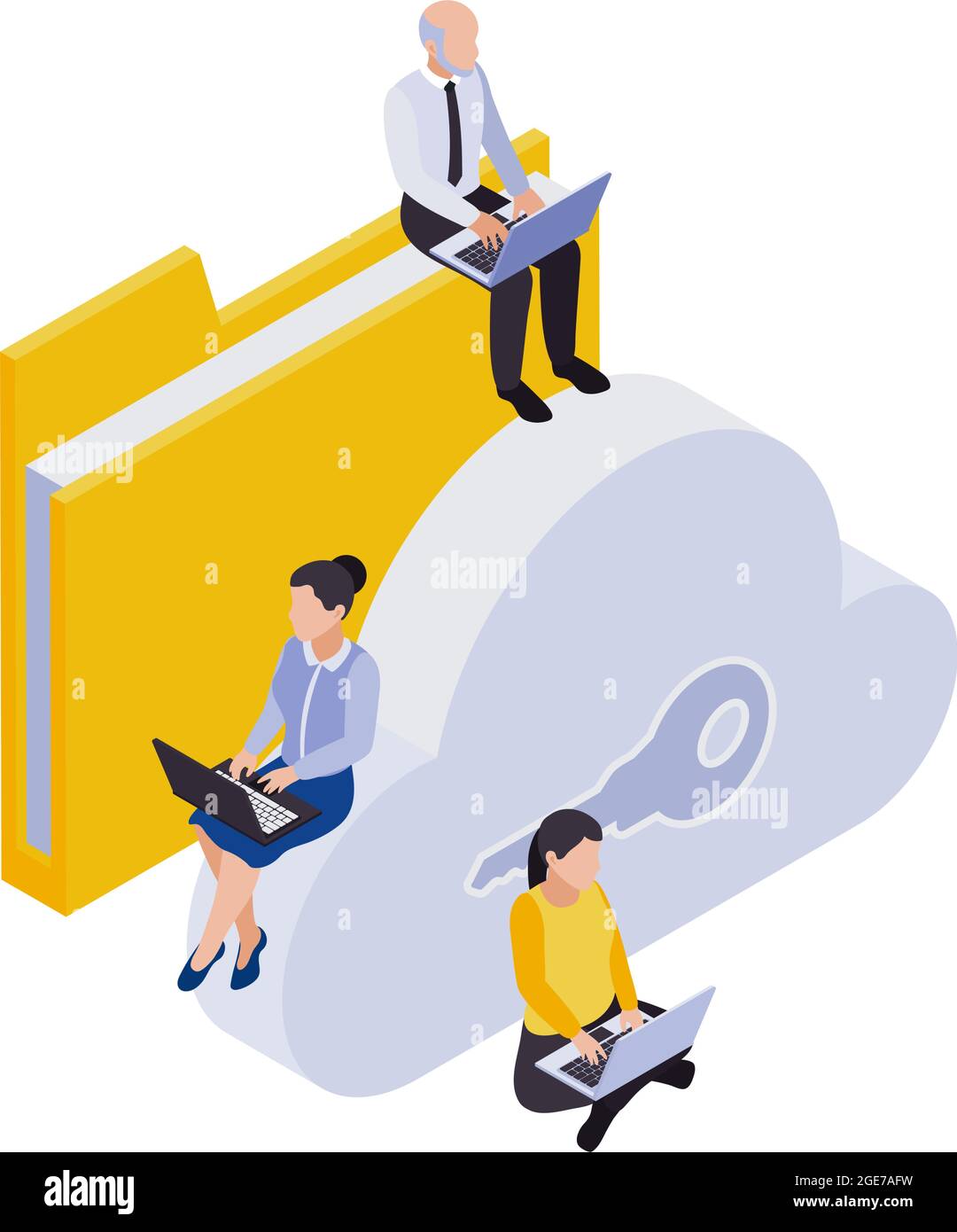 Remote management distant work isometric icons composition with people ...