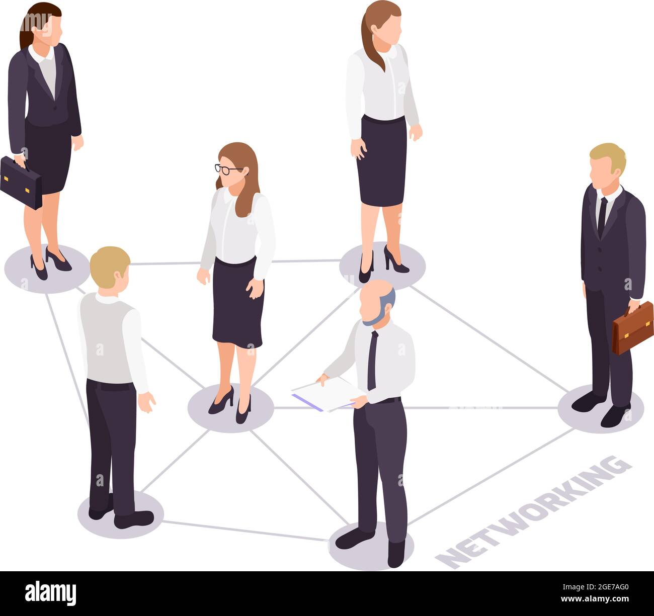 Soft skills network concept icon with isometric business characters ...