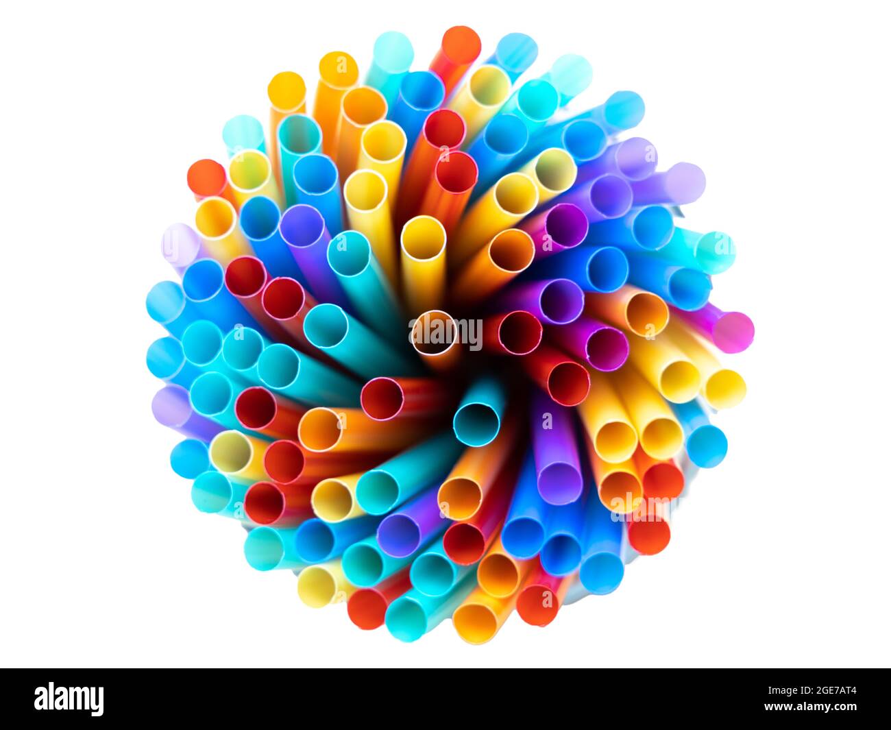 Top view of colorful plastic straws. White background Stock Photo - Alamy