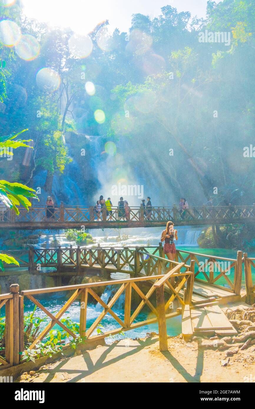 Luang Prabang Laos 21. November 2018 Water particles drip splash of ...