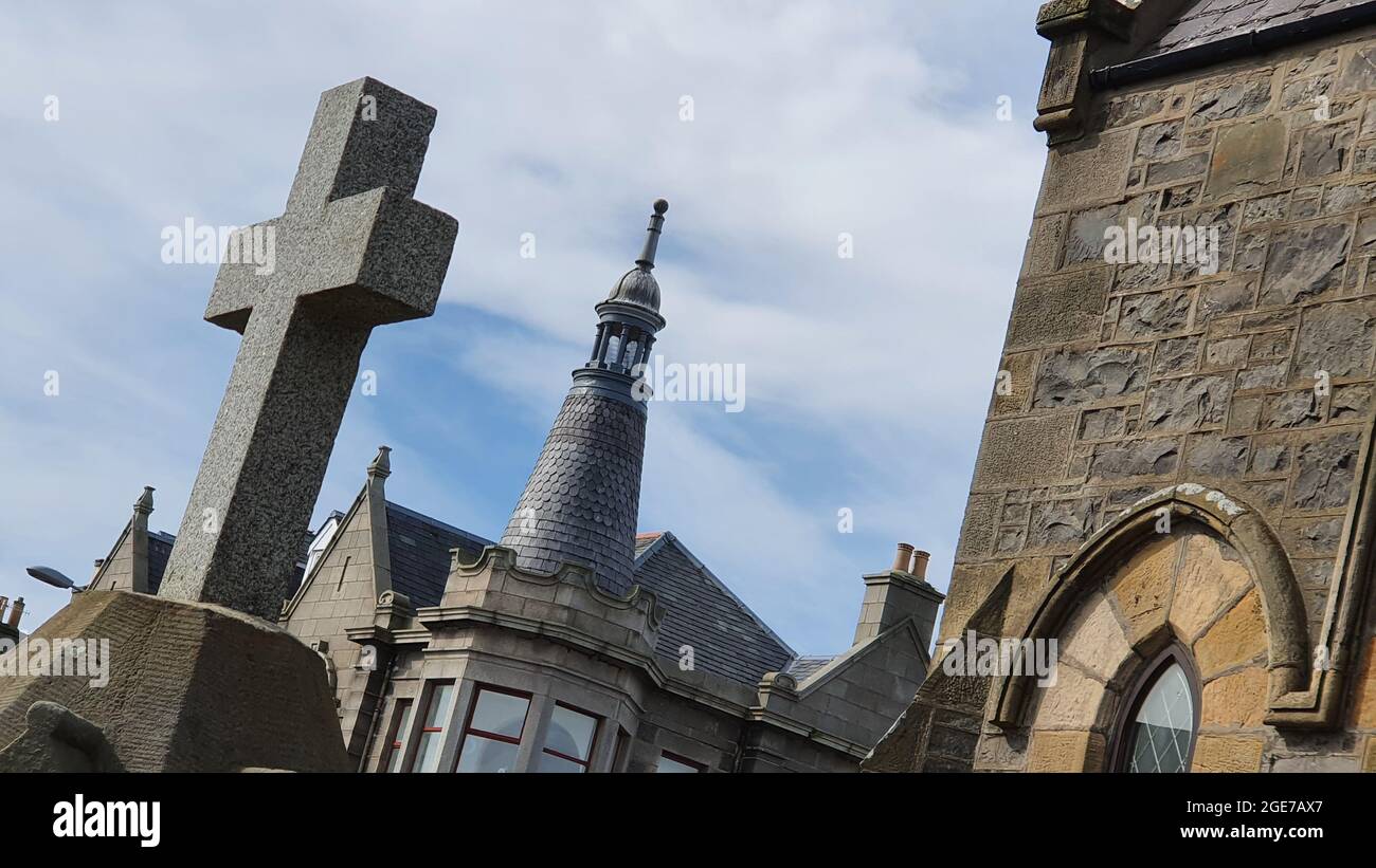Rooftops, church spires and landmarks in Fraserburgh Stock Photo - Alamy