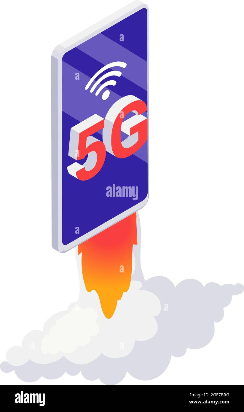 High speed 5g internet concept with smartphone launching like rocket 3d ...