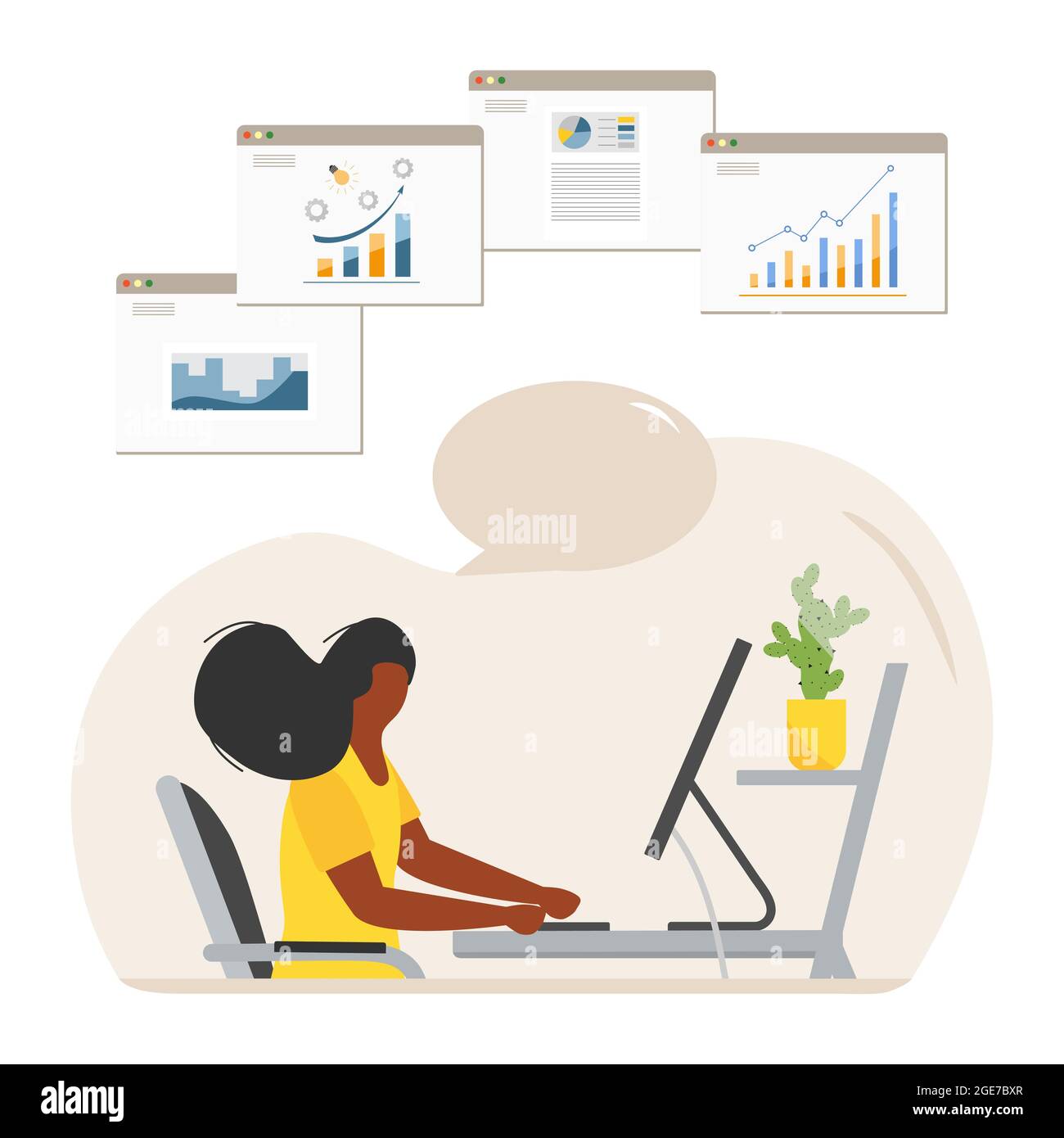 Vector illustration People analyzing data using computer Profession ...