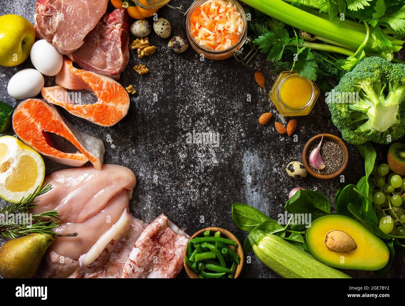 Ingredients for healthy food. Various balanced useful components ...