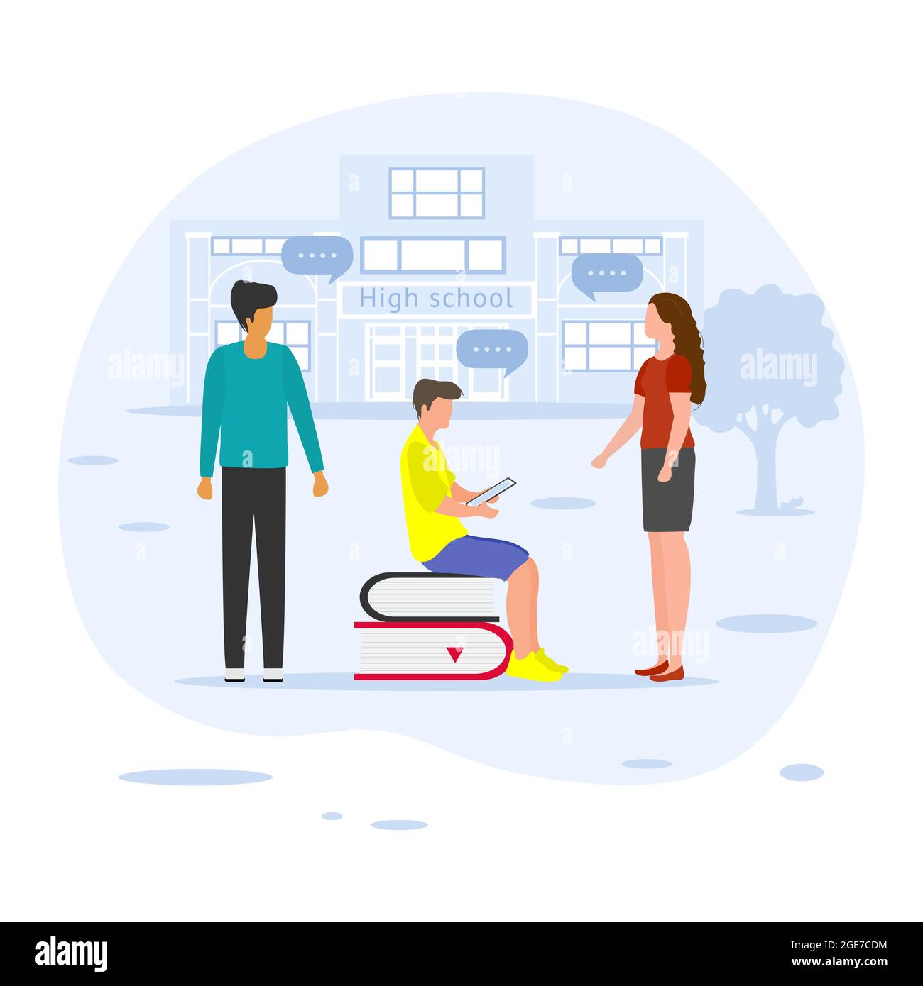 Vector illustration Back to school. High school students Teenage school ...