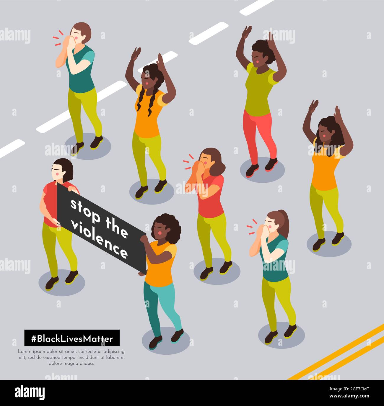 Black lives matter street demonstration with protesters shouting anti ...