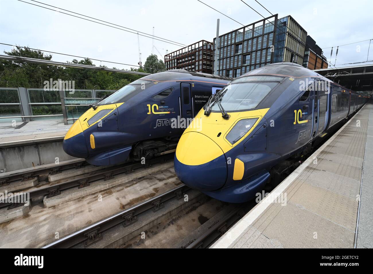 Two class 395 locomotives at St Pancras station Stock Photo - Alamy