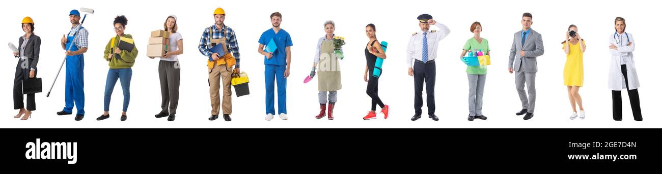 Set of professional workers different professions Isolated over white ...