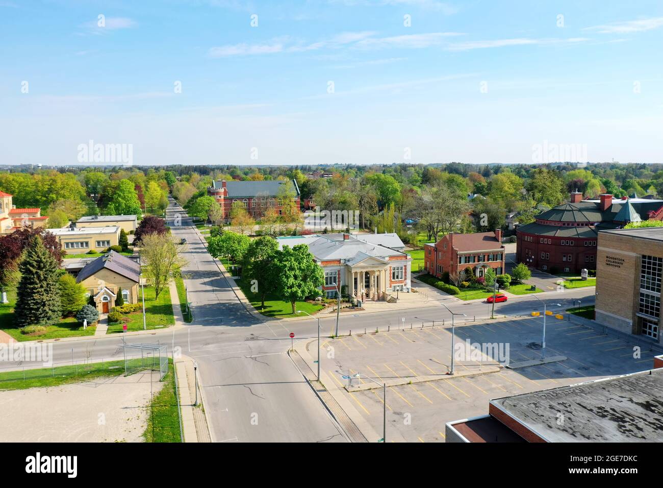 An aerial scene of downtown Woodstock, Ontario, Canada, editorial Stock ...