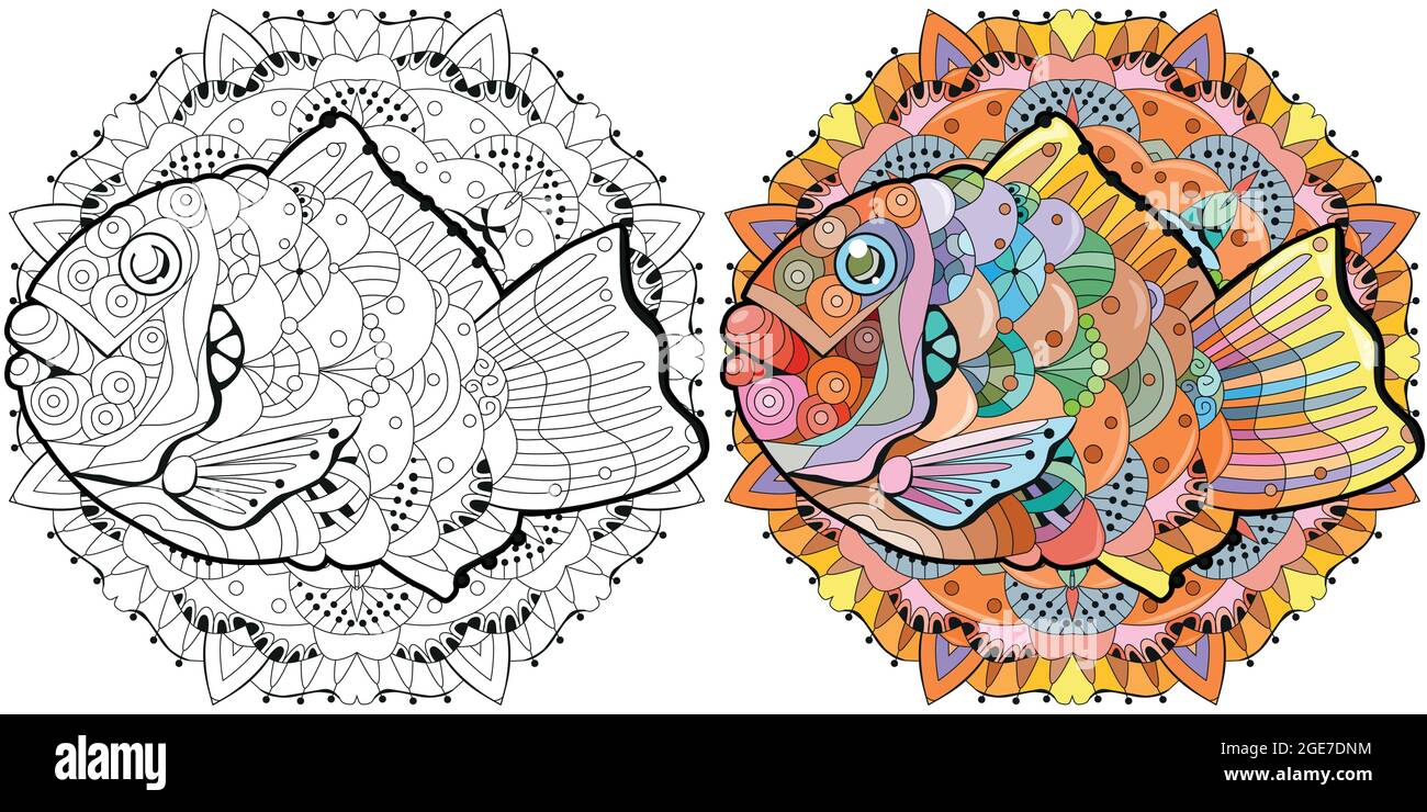 Taiyaki zentangle styled on mandala for t-shirt design, tattoo and ...