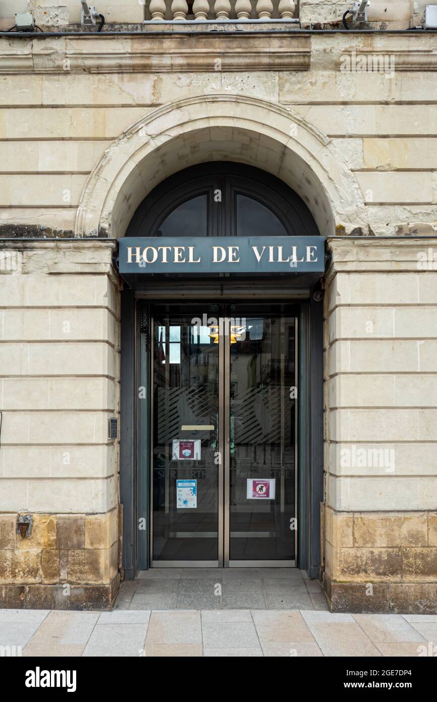 SABLE, FRANCE - Jul 22, 2021: A vertical shot of an old archway of the ...