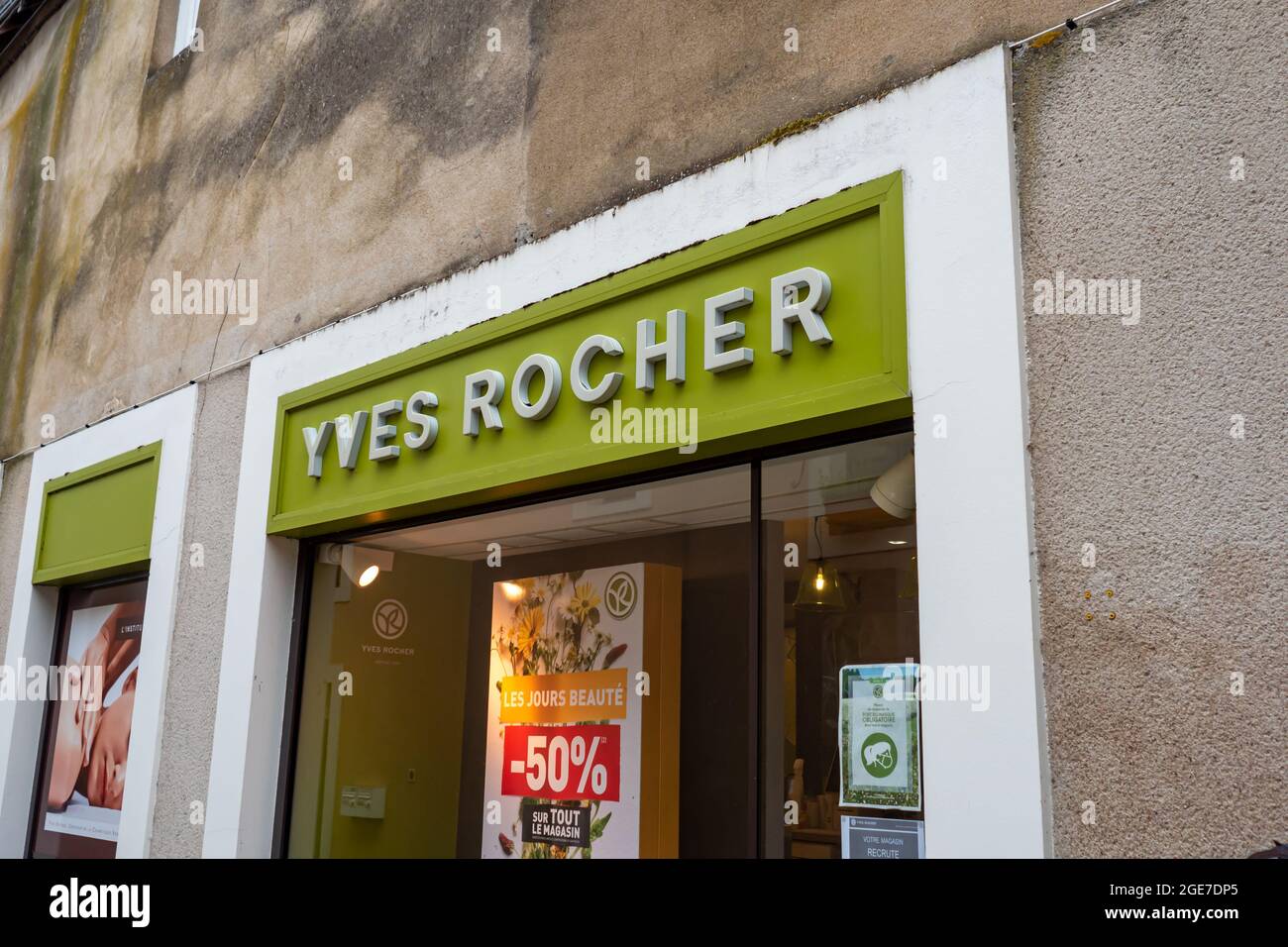 SABLE, FRANCE - Jul 31, 2021: The famous Yves Rocher brand front store ...