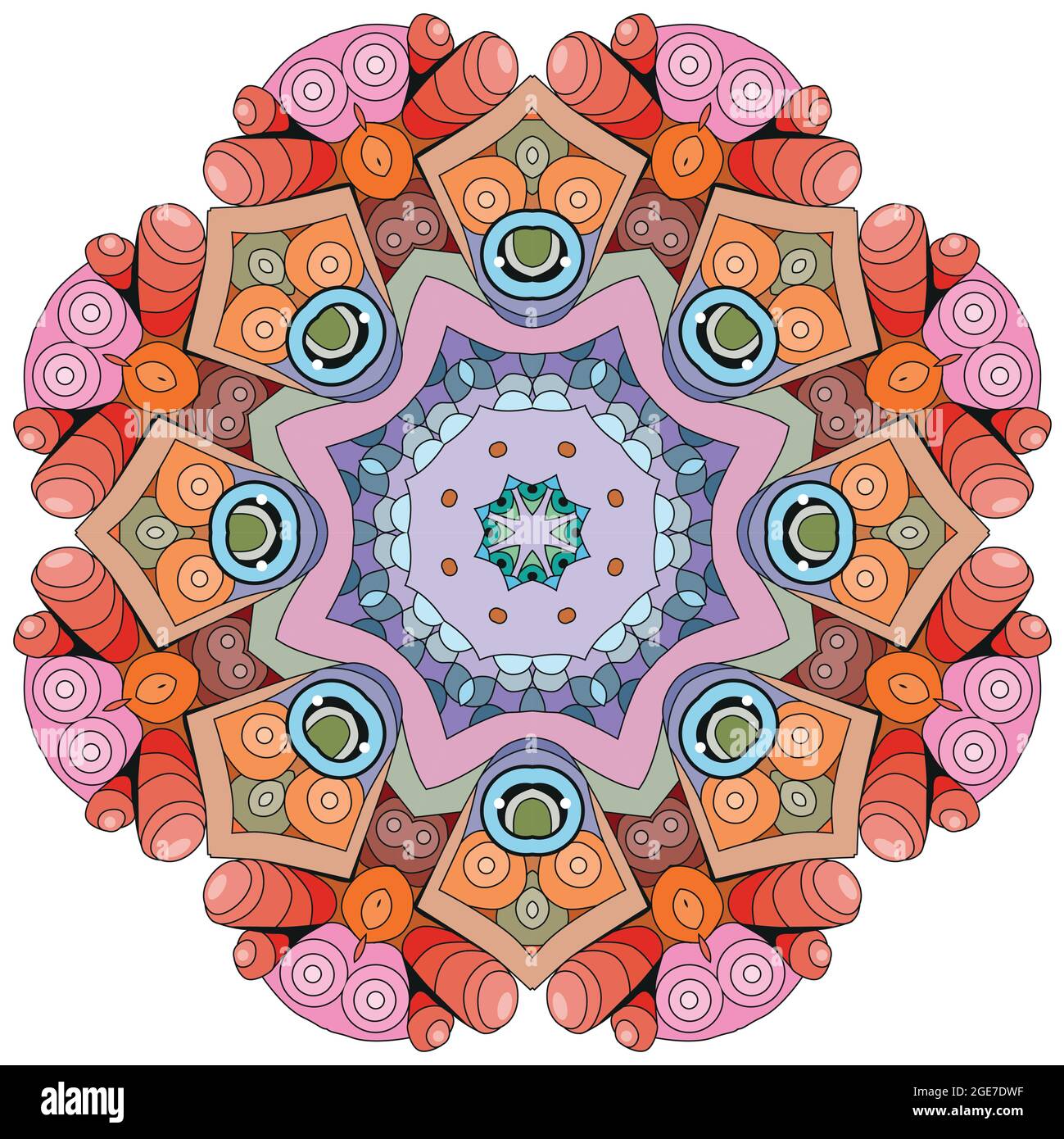 Decorative round ornaments. Unusual flower shape. Oriental vector, Anti ...