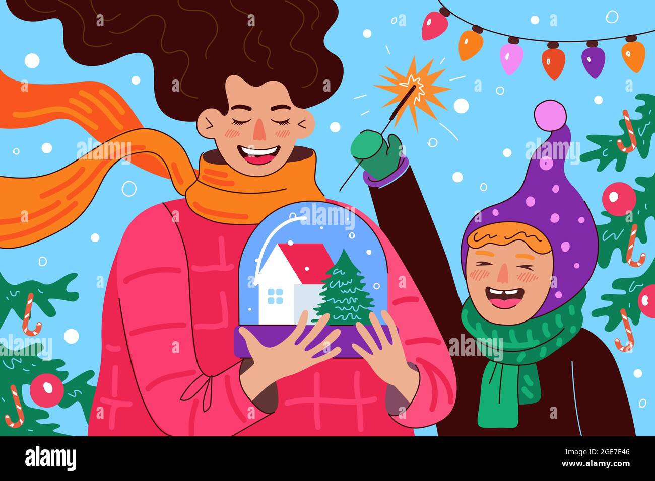 Family christmas celebration festive Stock Vector Images - Alamy