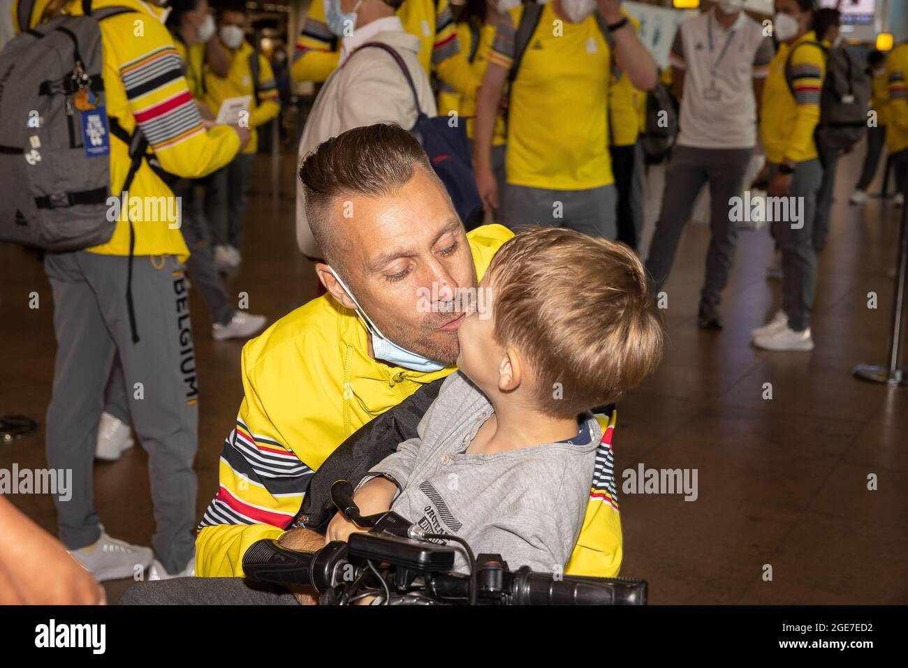 Paralympian athlete Roger Habsch with his son pictured during the ...