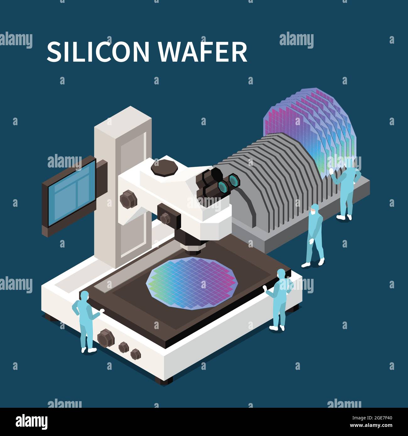 Semiconductor chip production isometric composition with editable text ...