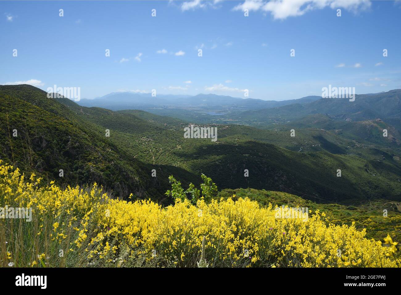 Natural landscape with scenic view of Mainalo mountains in Arcadia ...