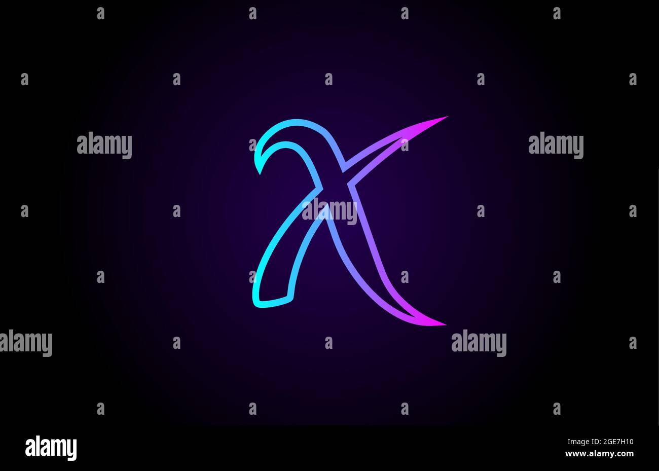 pink blue X line alphabet letter logo for business and company ...