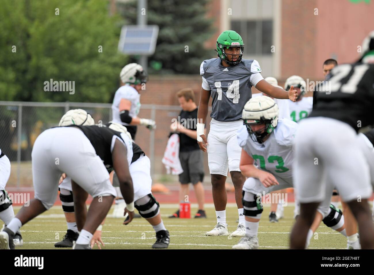 August 17, 2021: North Dakota Fighting Hawks quarterback Quincy Vaughn ...