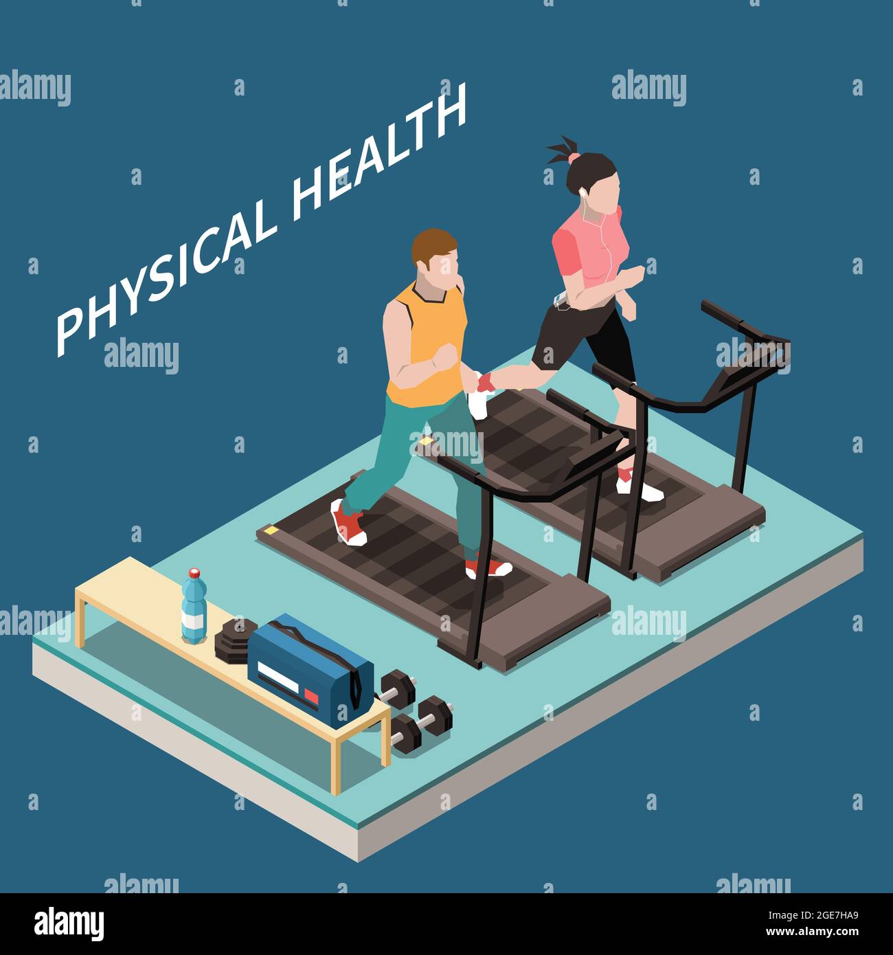 Personal growth self development isometric composition with view of gym ...