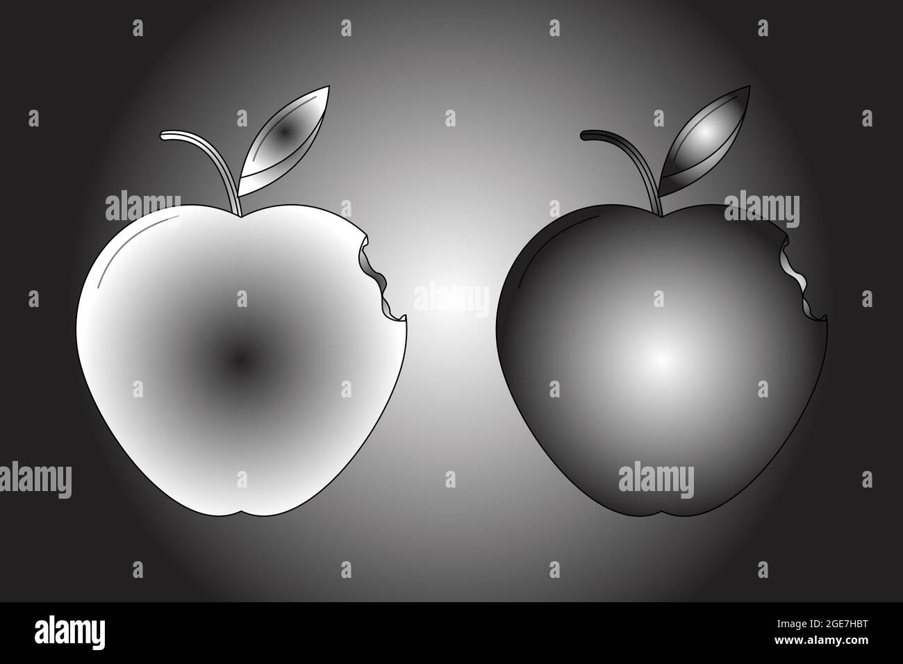 Apple with a small bite grayscale gradient Stock Vector Image & Art - Alamy