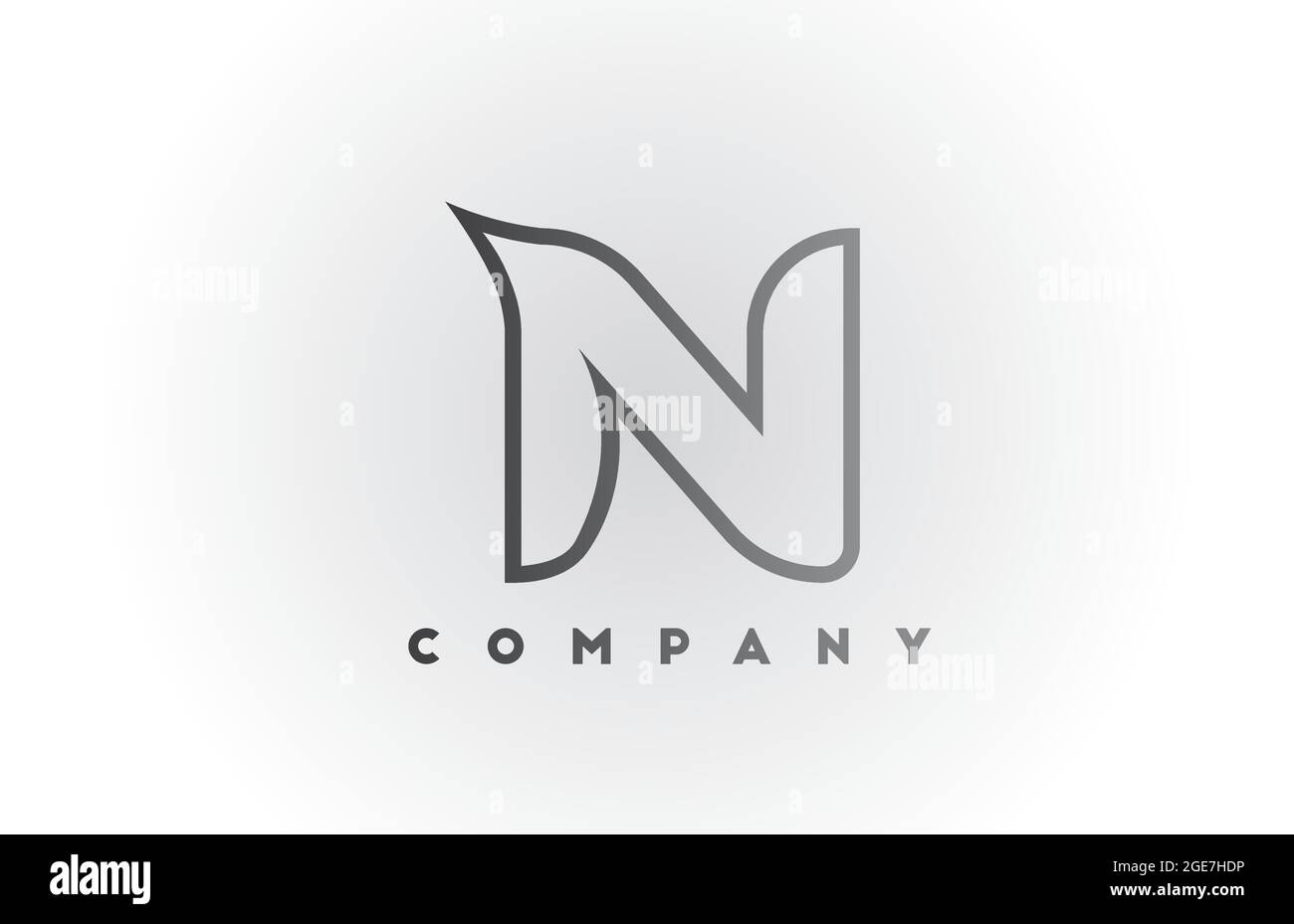 N line grey white gradient alphabet letter logo icon with white ...