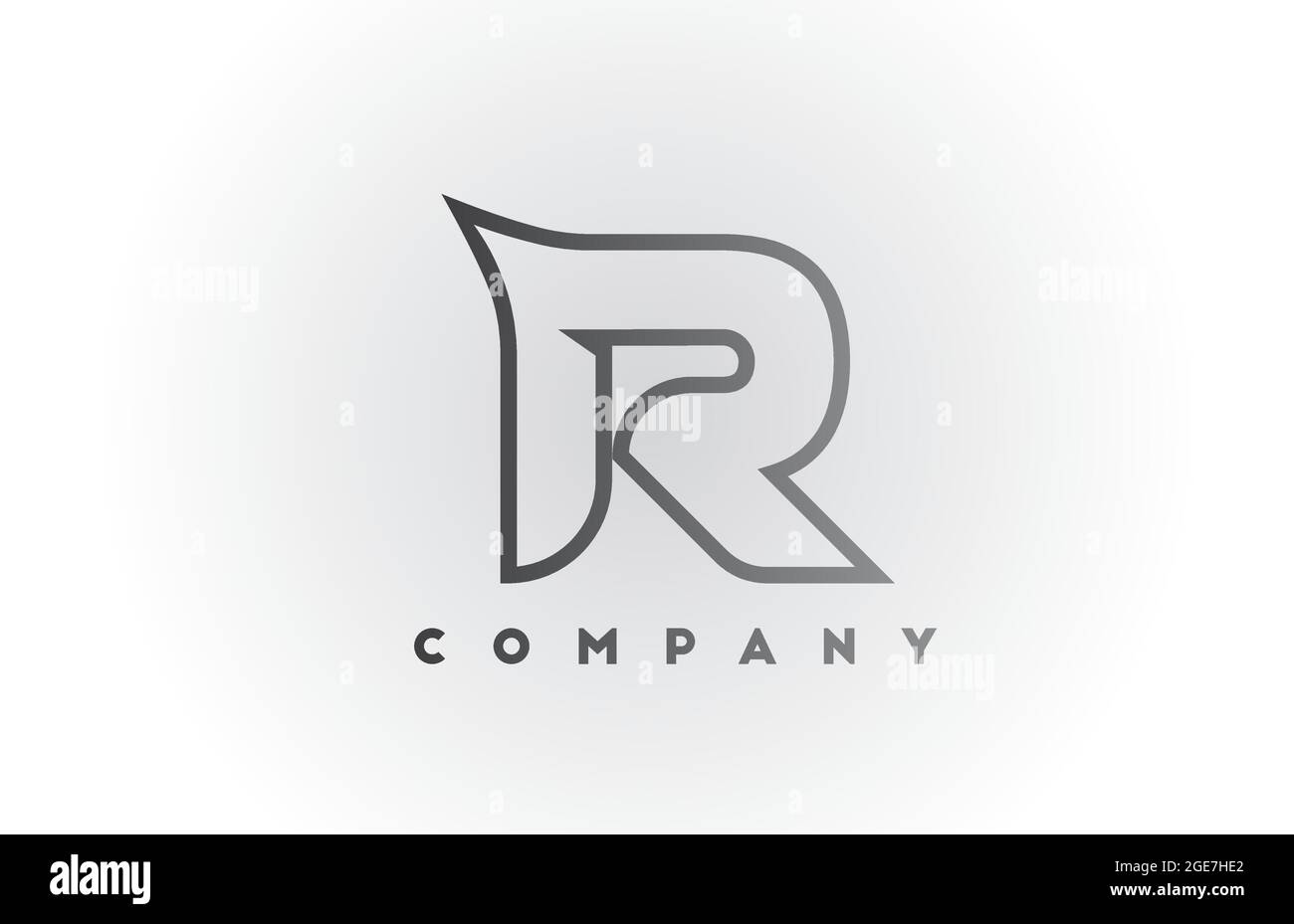R line grey white gradient alphabet letter logo icon with white ...