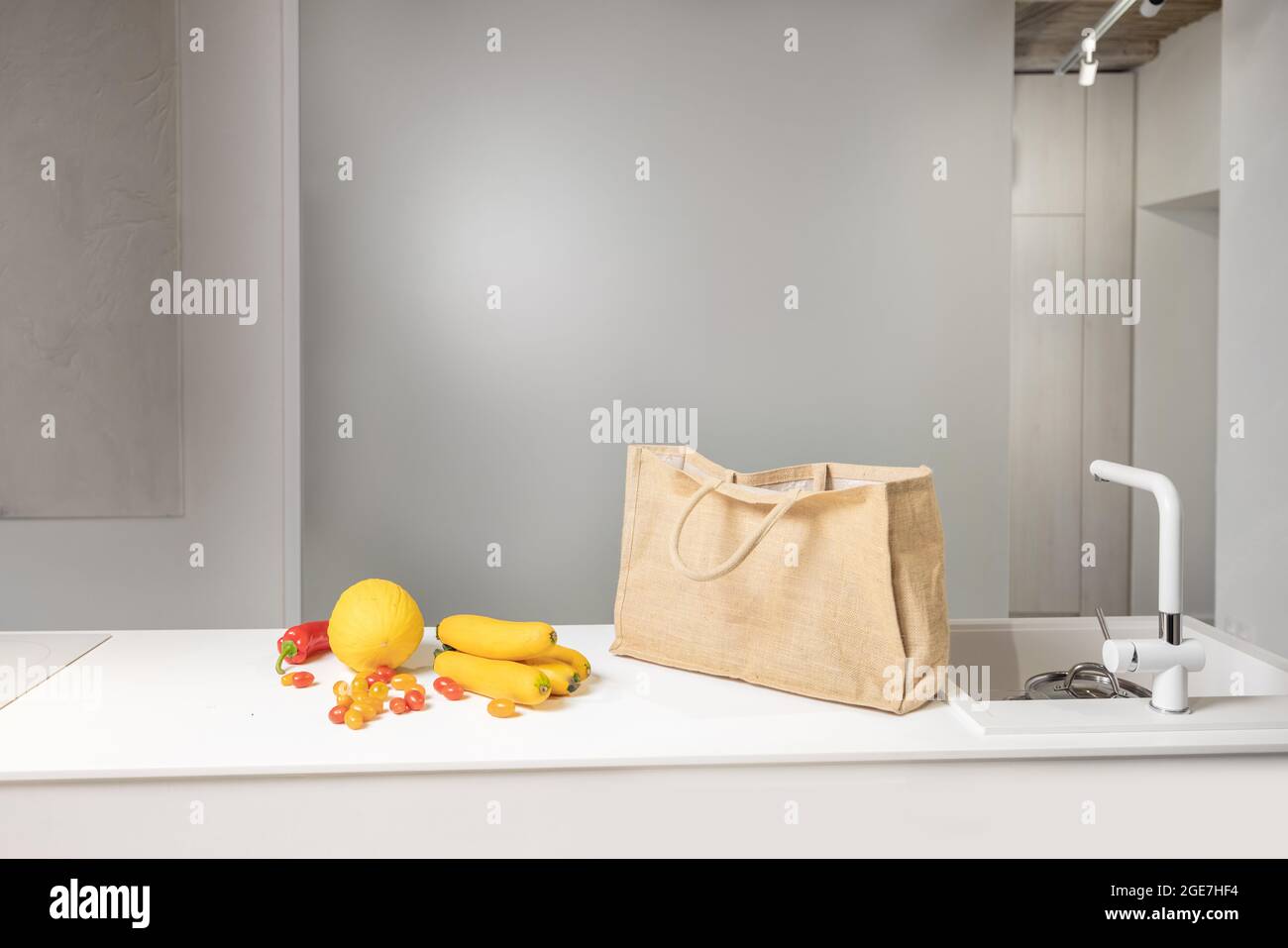 Food ingredients on the kitchen table Stock Photo - Alamy