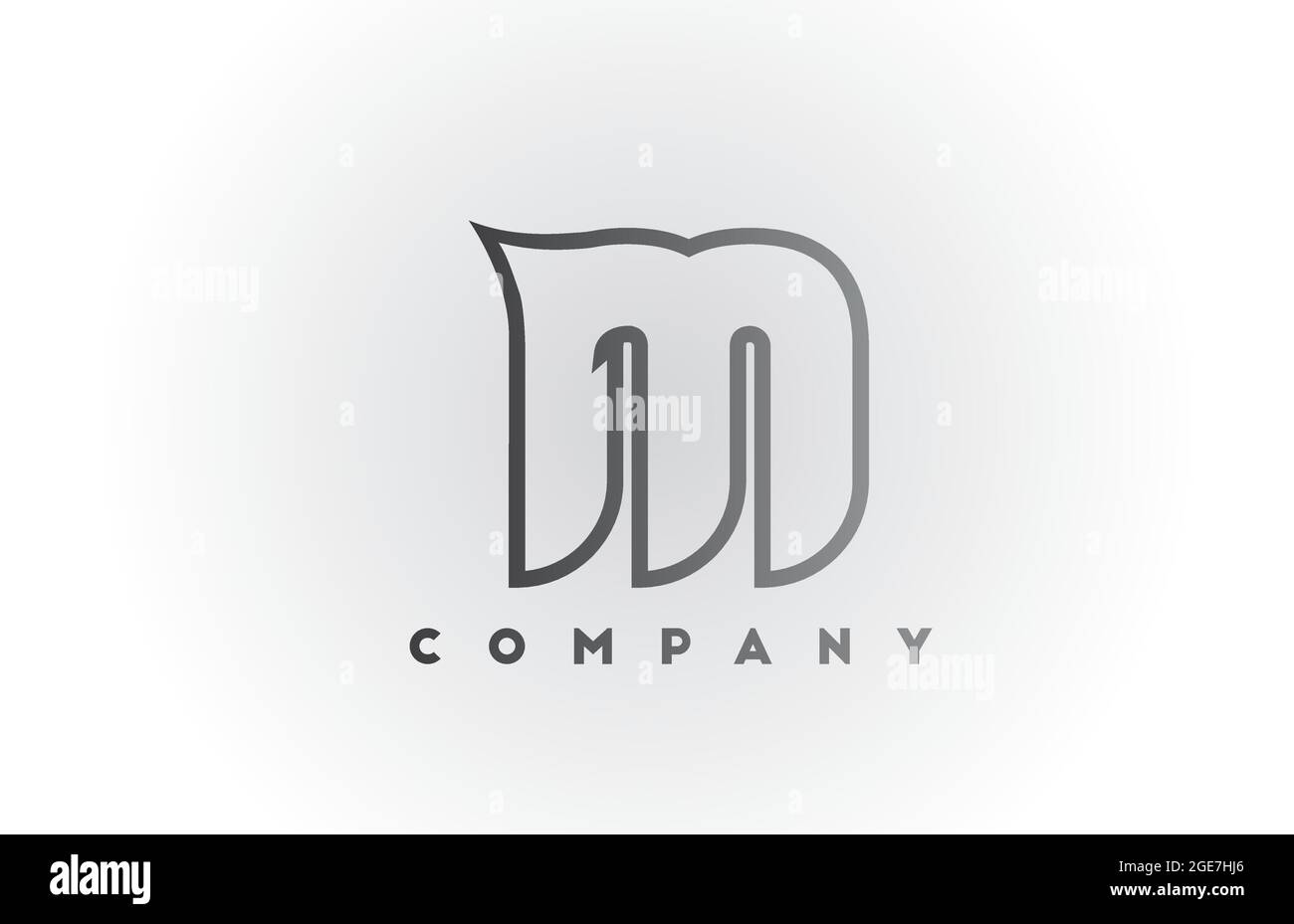 M line grey white gradient alphabet letter logo icon with white ...