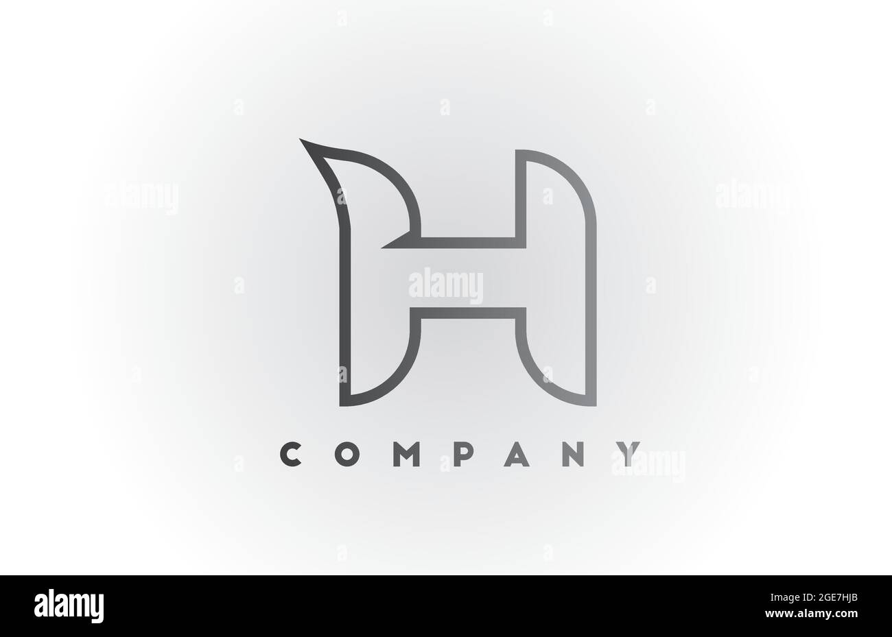 H line grey white gradient alphabet letter logo icon with white ...