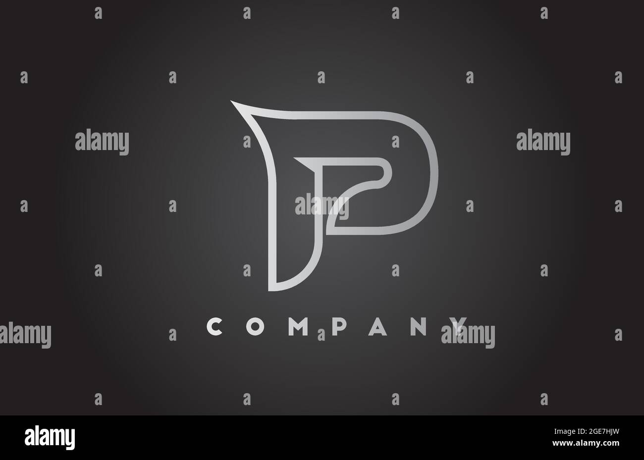 P creative grey gradient alphabet letter logo for business template ...