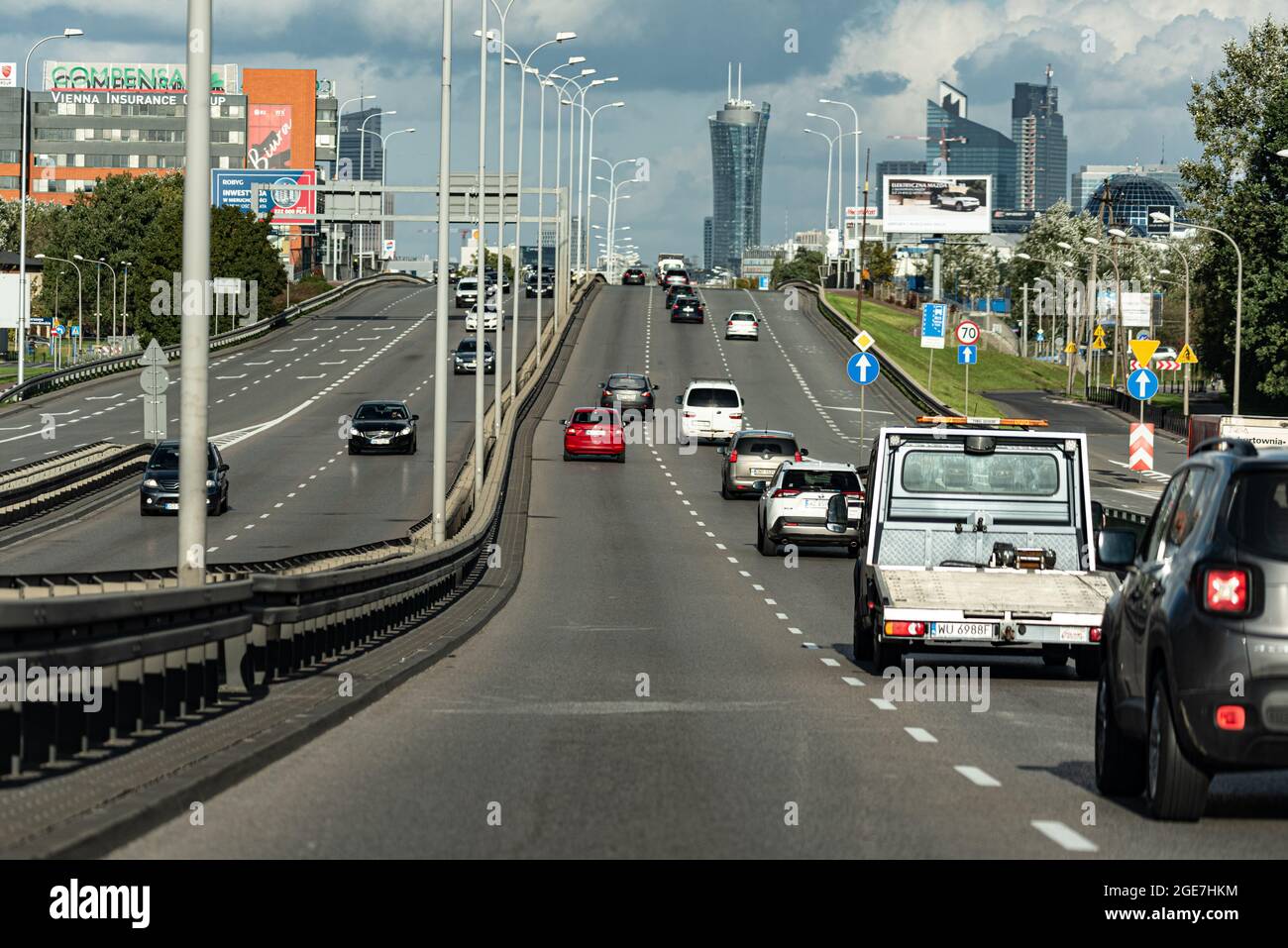 Warsaw, Poland - October 19, 2020: Road traffic in the city, center of ...
