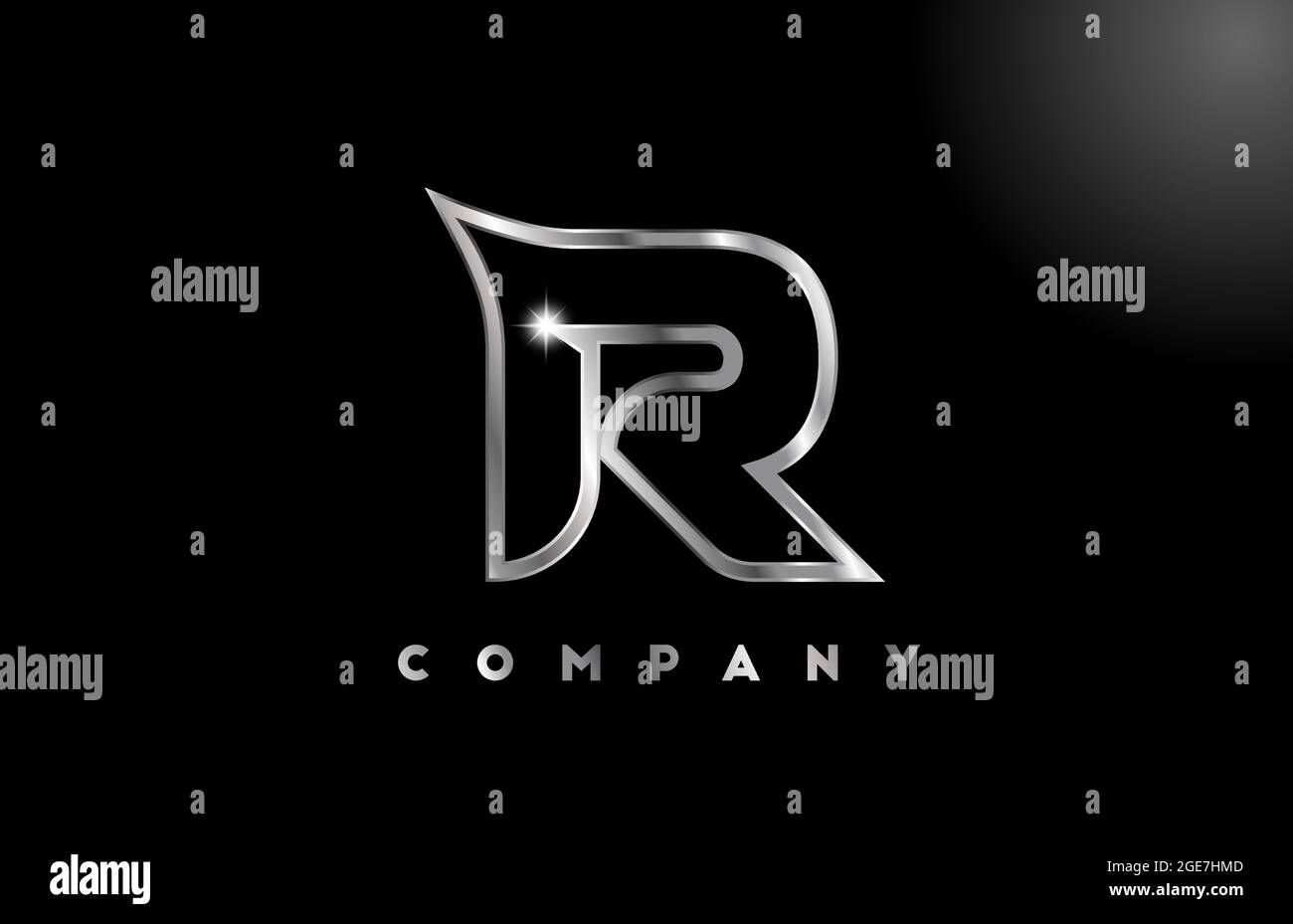 R grey metallic alphabet letter logo for business template ...