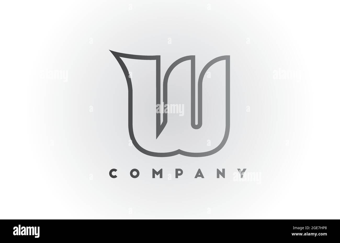 W line grey white gradient alphabet letter logo icon with white ...