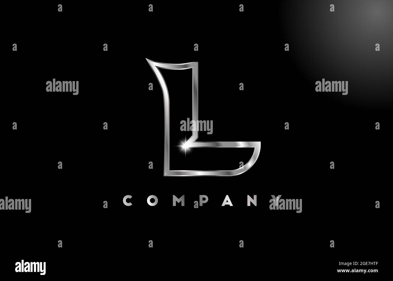 L grey metallic alphabet letter logo for business template ...